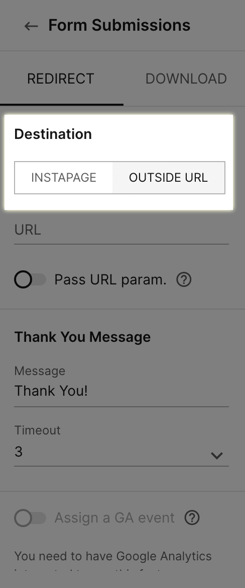 Send parameters through the URL upon redirect – Instapage Help Center