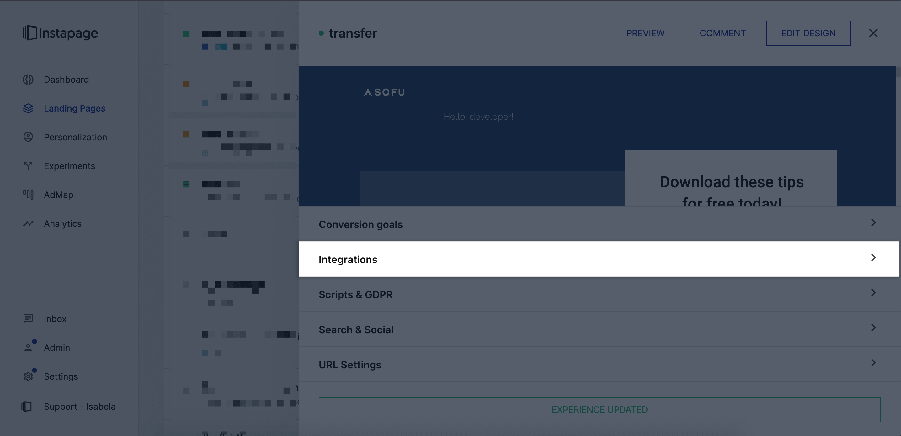 Connecting integrations to an experience – Instapage Help Center